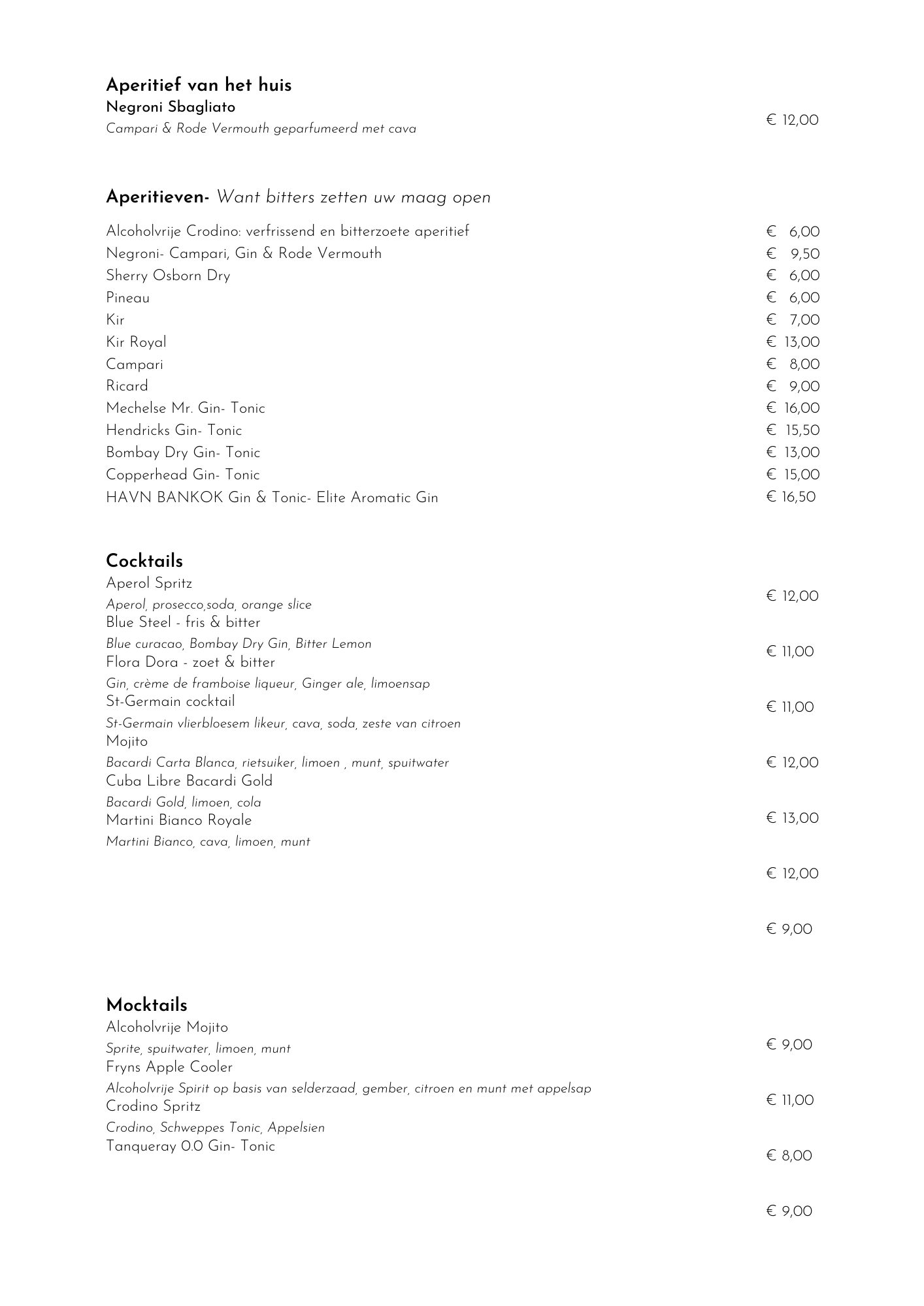 Menukaart Restaurant ‘T Gouden Ambacht Zaventem - Menukaart Restaurant ...