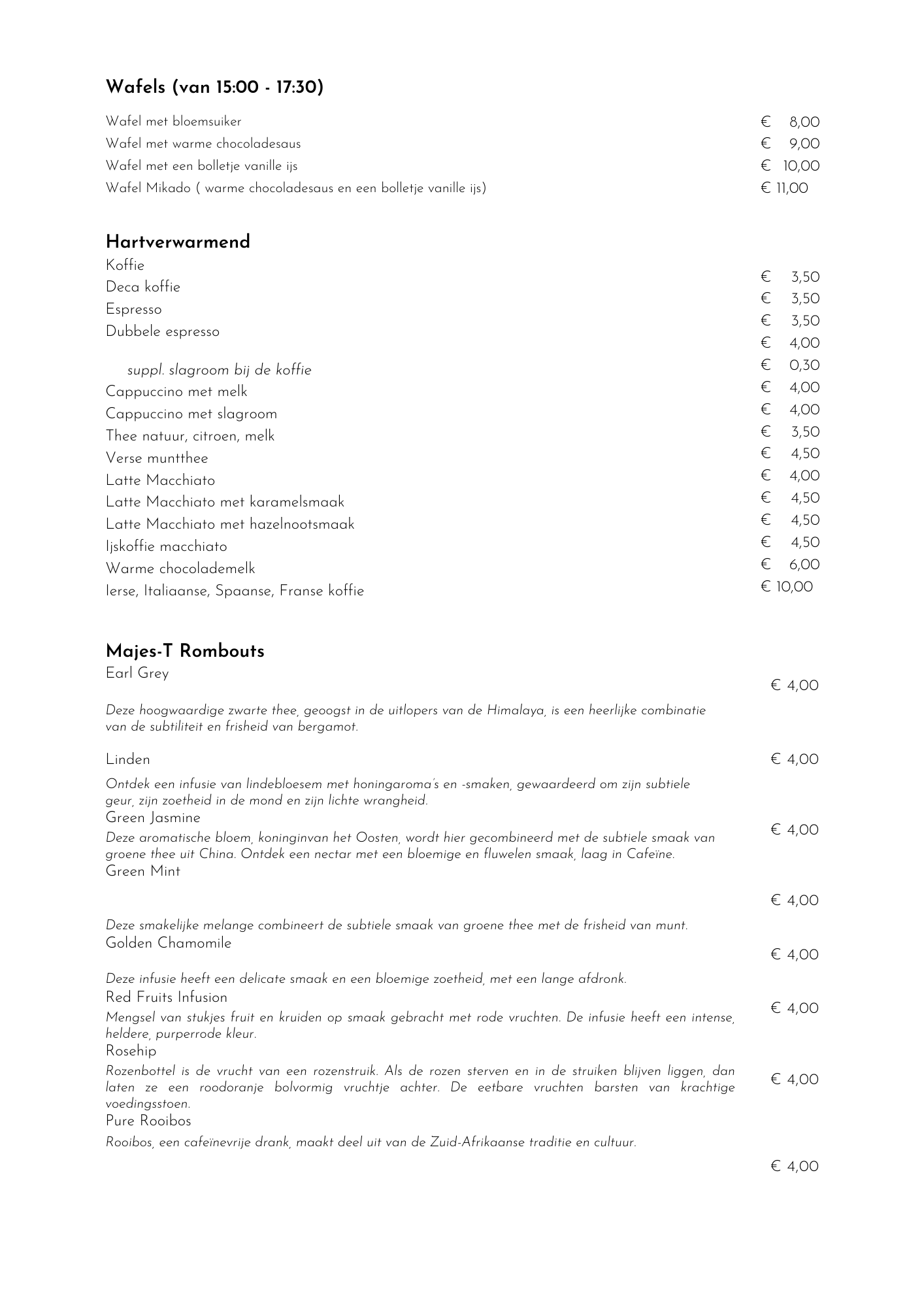 Menukaart Restaurant ‘T Gouden Ambacht Zaventem - Menukaart Restaurant ...